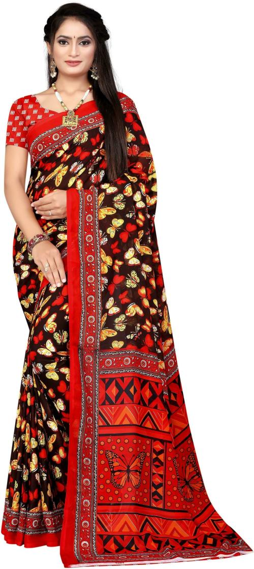 Buy Leelavati Women Red Printed Single Saree Online at Best Prices in ...