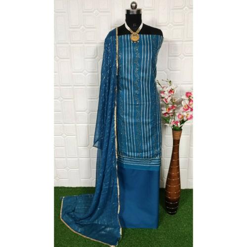 Buy GURHAL Embroidered Cotton Unstitched Dress Material Dark Blue ...