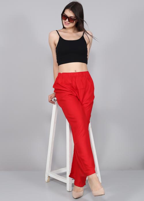 Buy Globish Girl Relaxed Women Red Trousers Online at Best Prices in ...