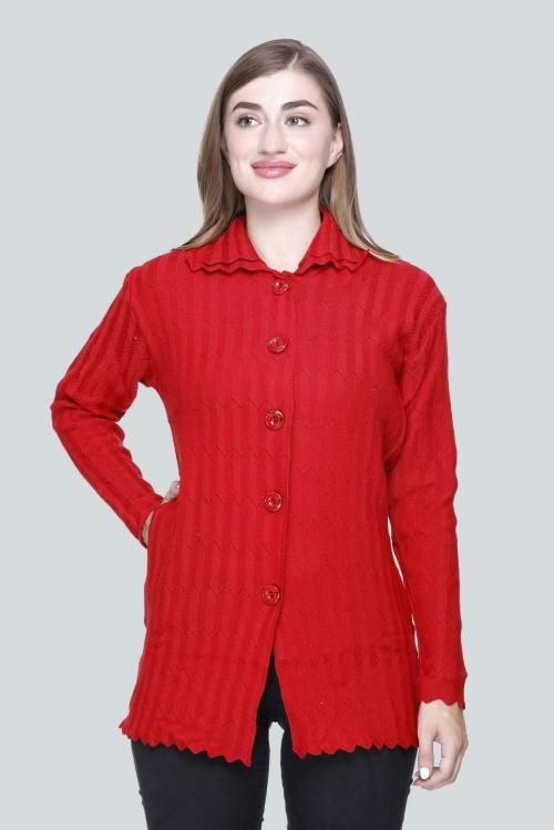 Buy Curious Fashion Women Red Self Design Acrylic Blend Sweater Online ...
