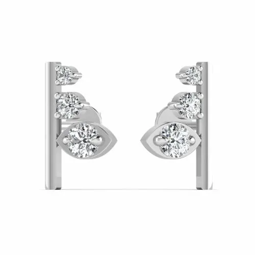 Buy FIERY FLAIR Leafy Three Stone Pure Silver Stud Earring For Women Online at Best Prices in ...