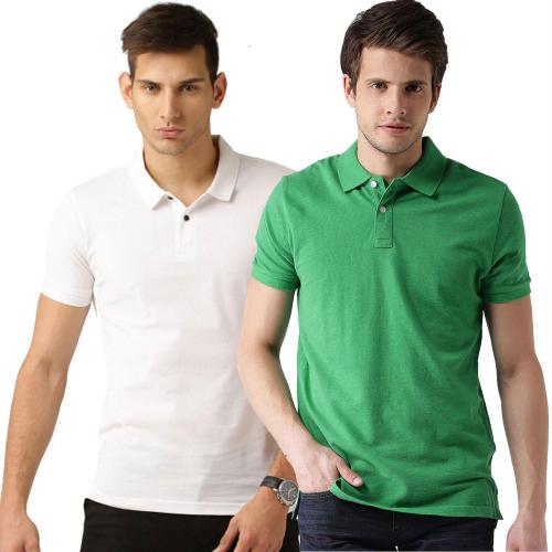 Buy Fastoche Men Green,white Polo Tshirt (Pack Of 2) Online at Best ...