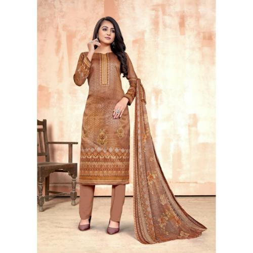 Buy GURHAL Printed Cotton Unstitched Dress Material Brown Online at ...