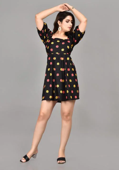 Buy Manojava Women Black Printed Viscose Rayon Bodycon Dress (L) Online ...