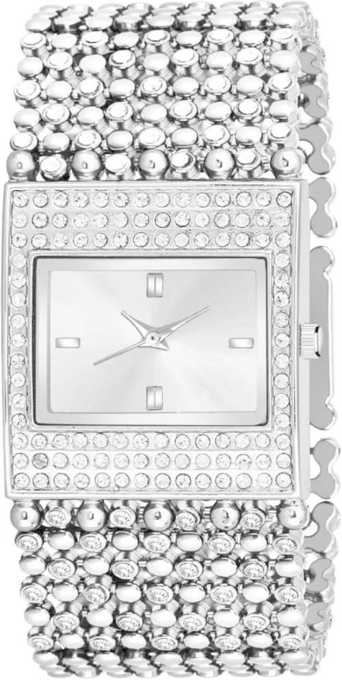 Buy Selloria Analog Silver Crystal Diamond Studded Dial, Strap Watch for Women and Girls Online ...