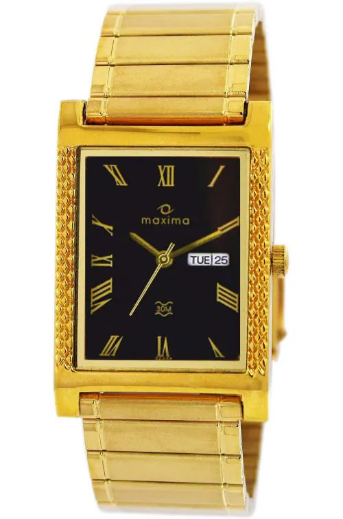 Buy Maxima Analog Black Dial Golden Strap Watch For Men (22244CMGY ...