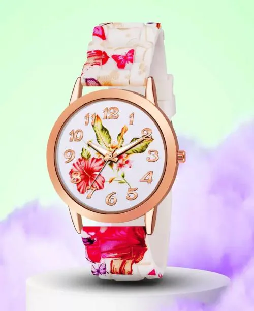 Buy Viser Flower design on dial and strap unique watch For Girls ...