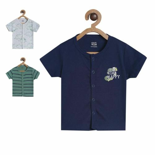 Buy MINI KLUB New Born Boys Multi Cotton Front Open Vest Online at Best ...