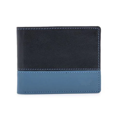 Buy Red Tape Black/ Blue Leather Two Fold RFID Wallet Online at Best ...
