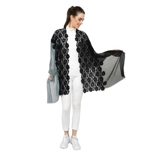 Buy Igm Women Grey, Black Net Lace Stole Online at Best Prices in India ...
