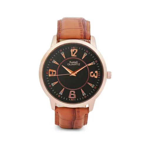 Buy HMTO Black Doom Glass Style Analog Genuine Leather Watch for Men ...