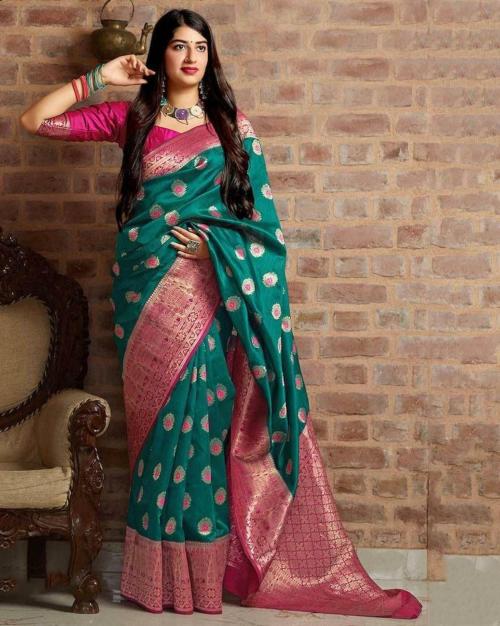 Buy FABYARN "Beautiful Soft Silk Sari with Heavy Jacquard Border ...
