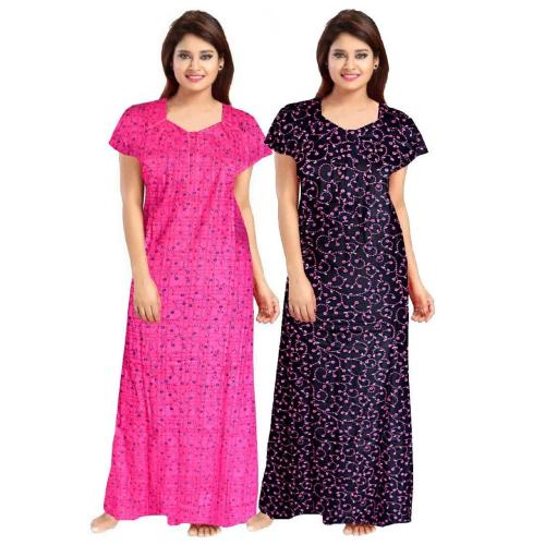Buy DEEYA M New Design Cotton Short Sleeve Printed Nighty Combo for ...