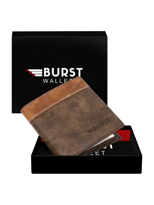 Buy BURST Men Stylish Brown-Beige Dual Tone Artificial Leather Long Wallet For Men-BU13 Online ...
