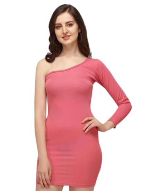 Buy Axelus Women Pink Sequin One Shoulder Bodycon (M) Online at Best ...