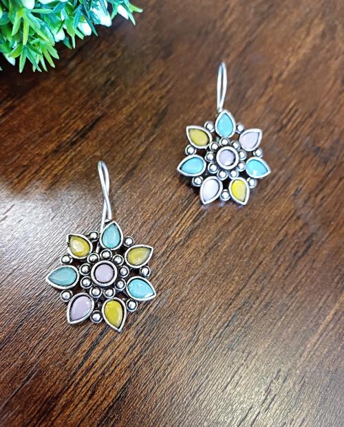 Buy Jeweltos Silver Floral Stud Hook Earring For Women & Girls Online ...