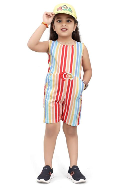 Buy CROWN HUNTER Girls Multicolor Striped Cotton Jumpsuits Online at ...