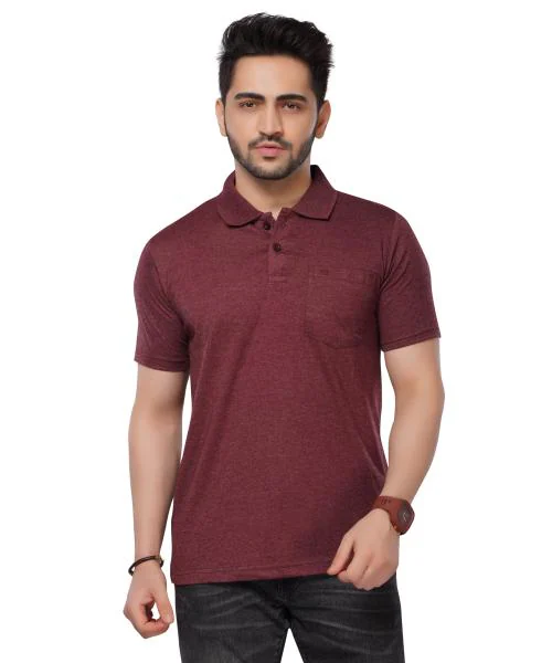 Buy Quco Cotton Casual Pocket Polo Tshirt for Men Color: Maroon; Size ...