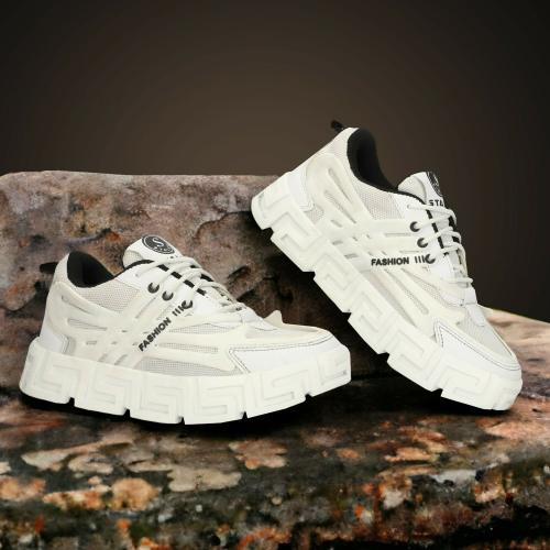 Buy Ranway Shoe GenZ Faux leather Casual Shoes for men-White Online at ...