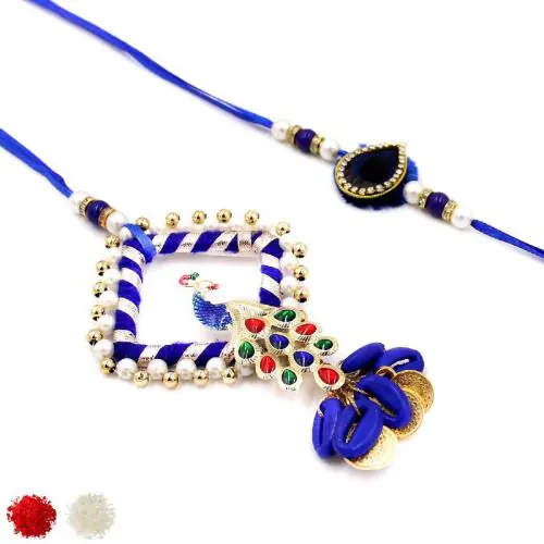 Buy QUVYARTS Peacock Rakhi for Brother and Bhabhi, Bhaiya Bhabhi Rakhi ...