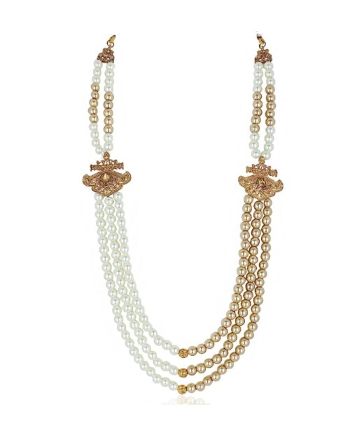 Buy GROOM MOTI MALA, WHITE+CHEEKU, 2 COLORS OF COMBINATION, ML-21 ...