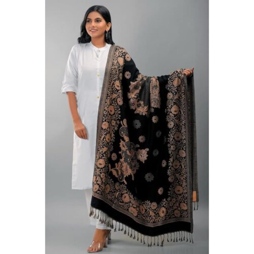 Buy Zingle Women's Kashmiri Warm Woolen Heavy Embroidered Floral Design ...