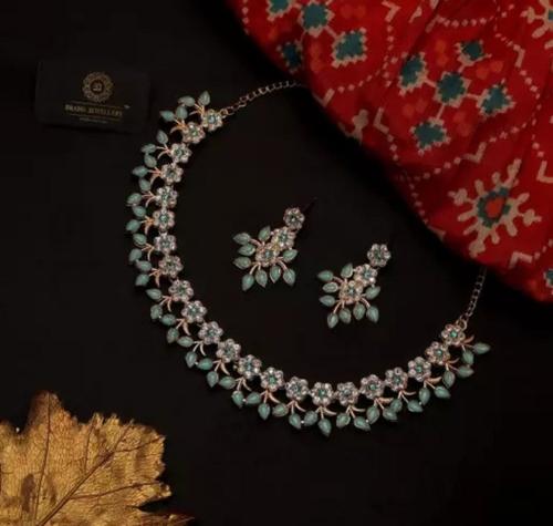 Buy MBRO JEWELLERY Rose Gold Plate Ruby Stone Choker Necklace set For ...