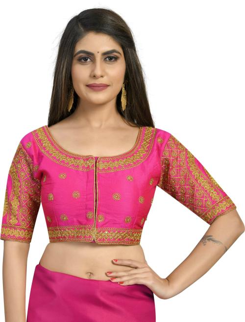 Buy Jay Pal Women Pink Art Silk Round Neck Blouse Online at Best Prices ...