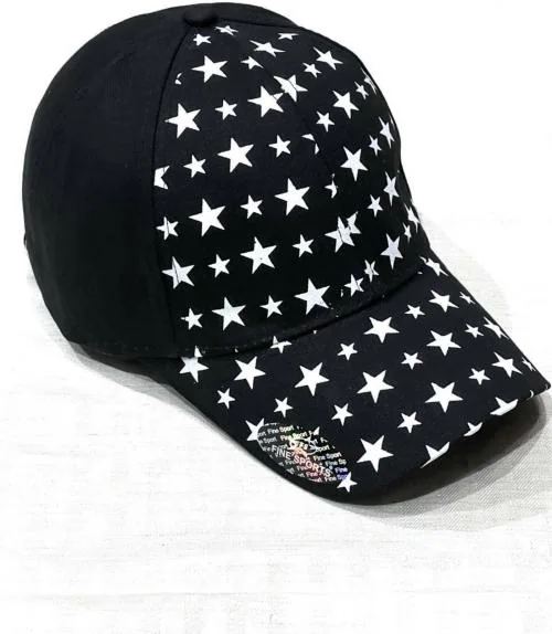 Buy FINE SPORTS Black Printed Cotton Snapback Cap - Free size Online at ...