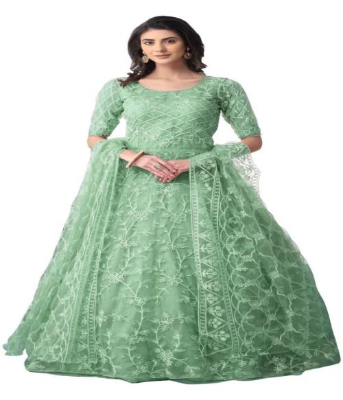 Buy Sitaram designer Embroidered Net Semi Stitched Anarkali Gown (Pista ...