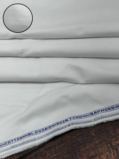 Buy Raymond Self Design Cotton Blended White Shirt Fabric in Box ...