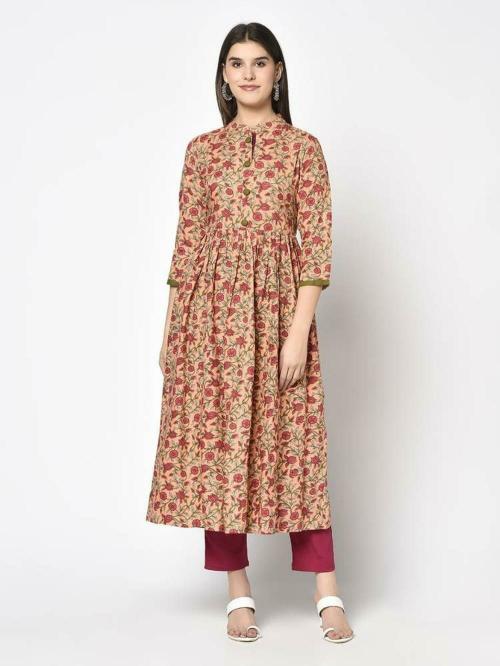 Buy Erisha Women Orange Floral Rayon Kurta Pant Set Online at Best Prices in India - JioMart.