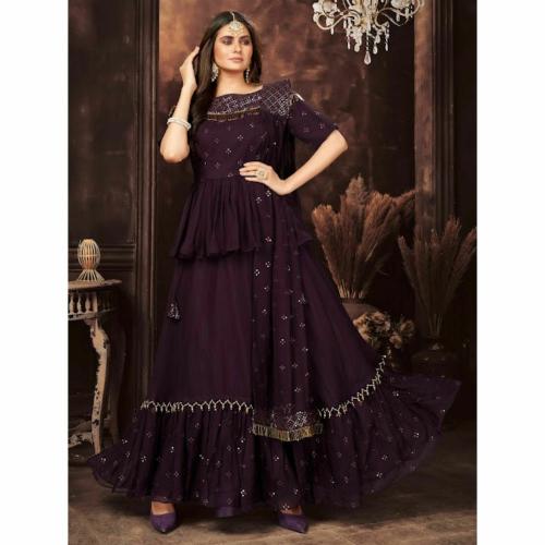 Buy A&M Clothing Georgette Desinger Ruffle Lehenga Choli With Double ...