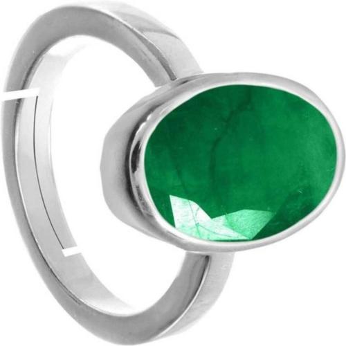 Buy Chopra Gems & Jewellery Silver Plated Brass Emerald Panna Ring (Men, Women, Girls and Boys ...