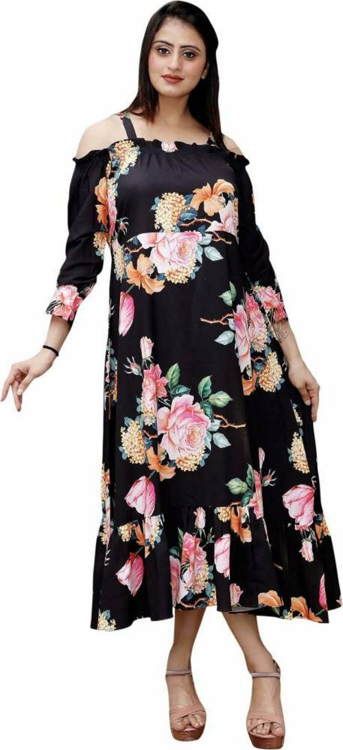 Buy MISS AYSE Women Multicolor Solid Polyester A-line Dress Online at Best Prices in India ...