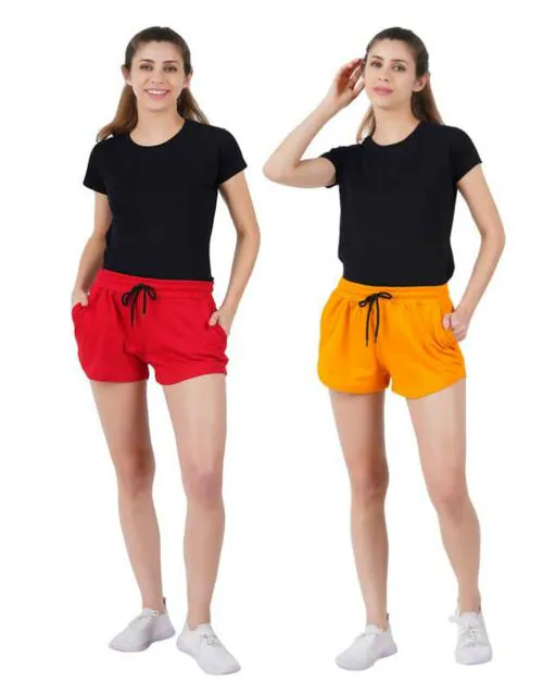 Buy Jocker Women Mustard, Red Inner Elastic Pack Of 2 Shorts (M) Online ...