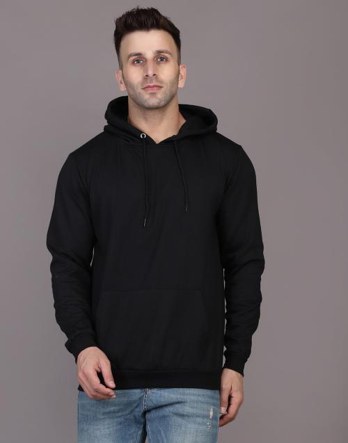 Buy Mors Aile Men Black Solid Cotton Fleece Blend Full Sleeve Hooded Sweatshirt (XXL) Online at ...