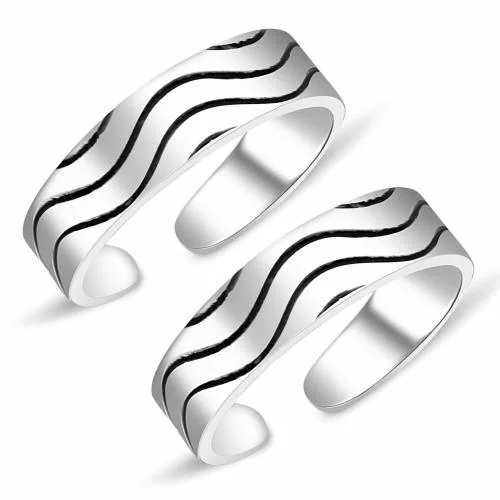Buy Silver Chest 925 Silver Toe Rings for Women Stylish Sterling Silver Plain Oxidised Toe Ring ...