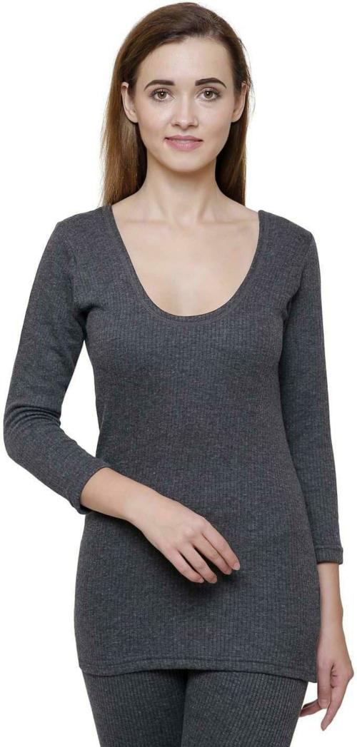 Buy DYCA Womens Gray Melange Solid Cotton Thermal Tops Online at Best Prices in India - JioMart.