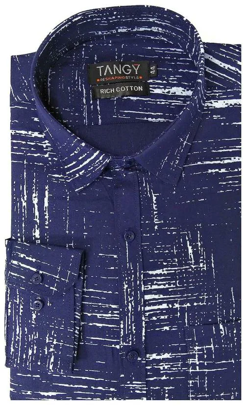 Buy TANGY Mens Blue and White Casual Shirt, XXL Online at Best Prices ...
