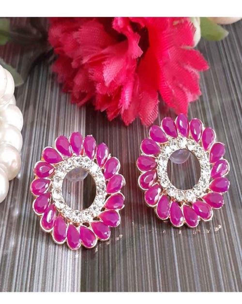 Buy Rich & Famous Leaf Design Round Shape Stud Earring For Girls And ...