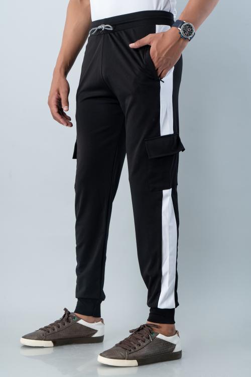 Buy 9LKHA MEN FOUR POCKET TRACK PANT - BLACK Online at Best Prices in ...