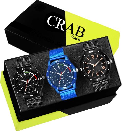 Buy Crab Analog Multicolor Dial Multicolor Strap Watch For Men (Pack Of ...