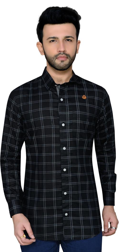 Buy PP SHIRTS Men Black Checkered Cotton Blend Spread Casual Shirt (6Xl ...