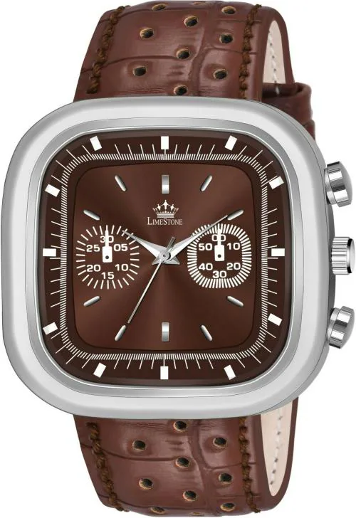 Buy Limestone Dummy Chronograph Display Brown Dial and Strap Analog ...