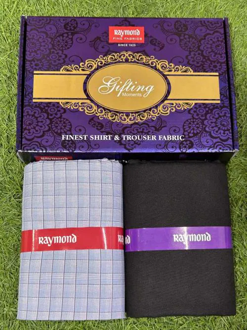 Buy Raymond Pc-Cotton Checkered Shirt & Trouser Fabric in Moments Box Packing (Shirt-2.30 m ...