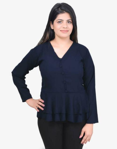 Buy Fikroo Girls Dark Blue Solid Chiffon Tunic Top 12 - 13 Years Online ...