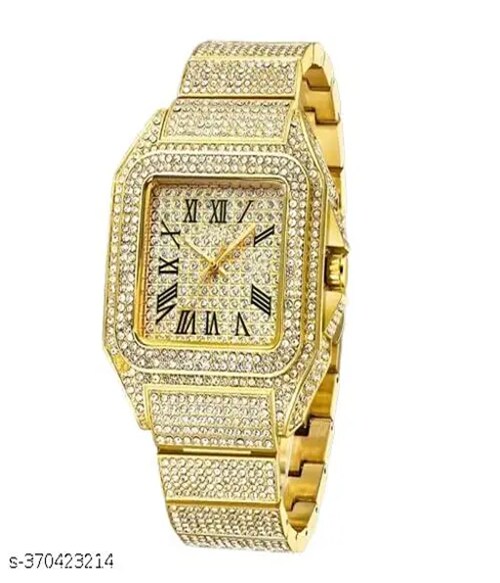 Buy FANCY KF Htm Men's Fashion Crystal Luxury Big Face Square Full ...