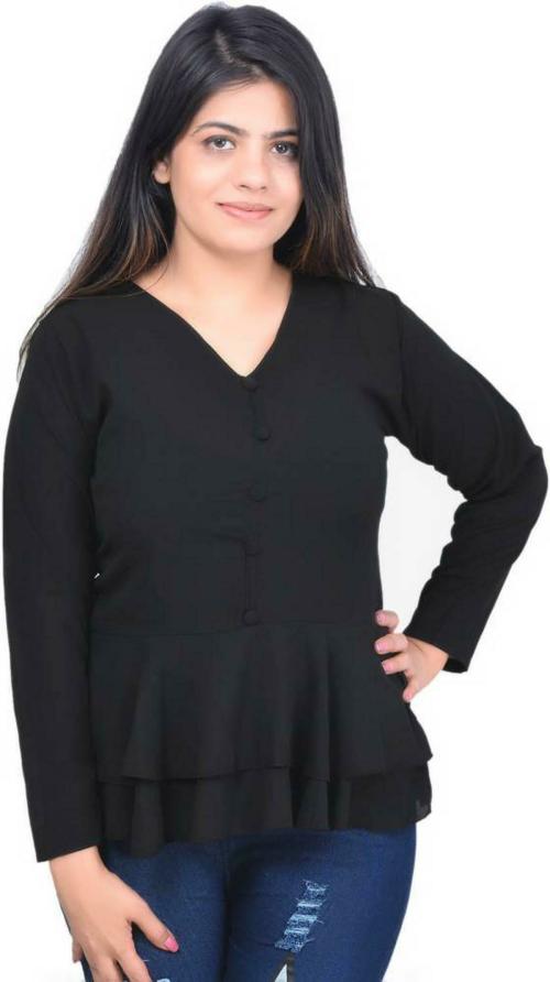 Buy Fikroo Girls Black Solid Chiffon Tunic Top 12 - 13 Years Online at ...