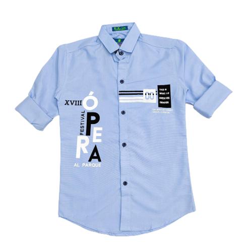 Buy MAMERU Boys Light Blue Printed Cotton Blend Full Sleeve Casual ...